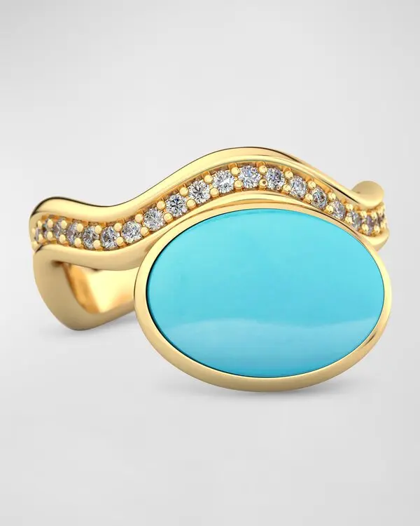 JAMIE TURNER Aurora Statement Ring With And Diamonds - Turquoise