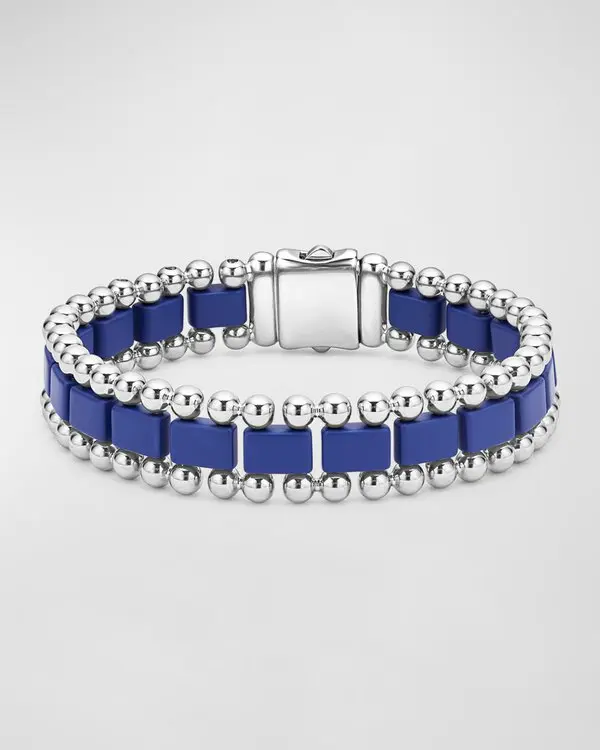 Lagos Anthem Ceramic Caviar Link Bracelet - Silver