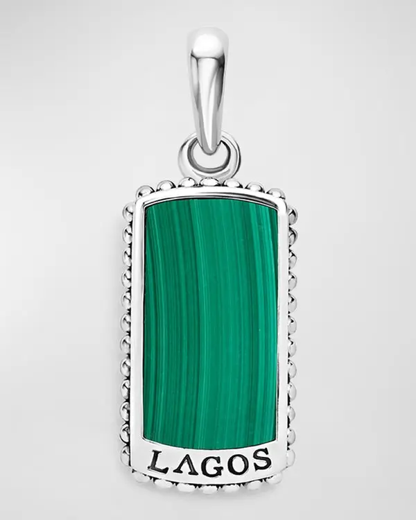 Lagos Sterling Silver Anthem Dog Tag Pendant - Malachite
