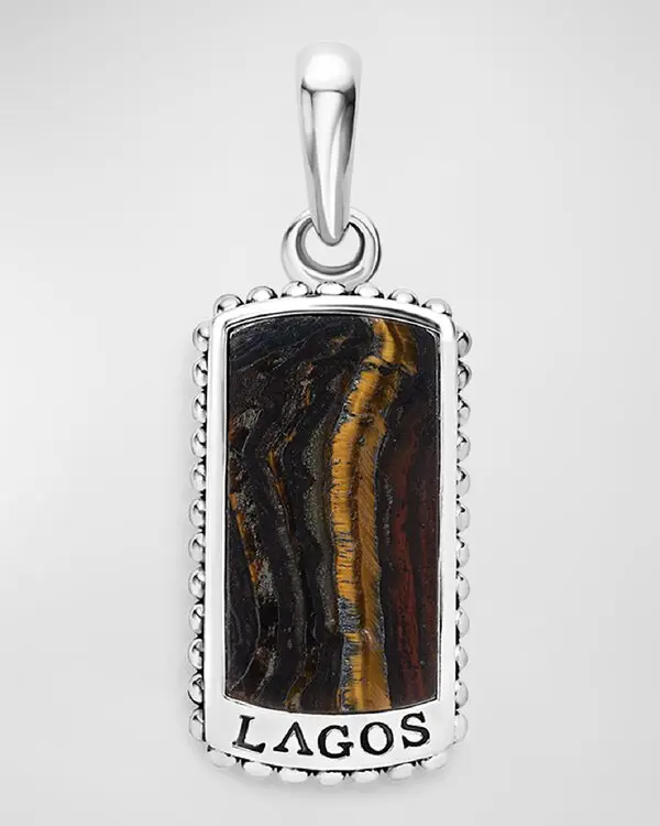 Lagos Sterling Silver Anthem Dog Tag Pendant - Tigereye