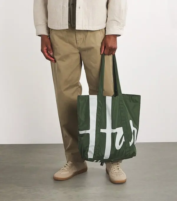 Harrods Logo Pocket Shopper Bag - Green