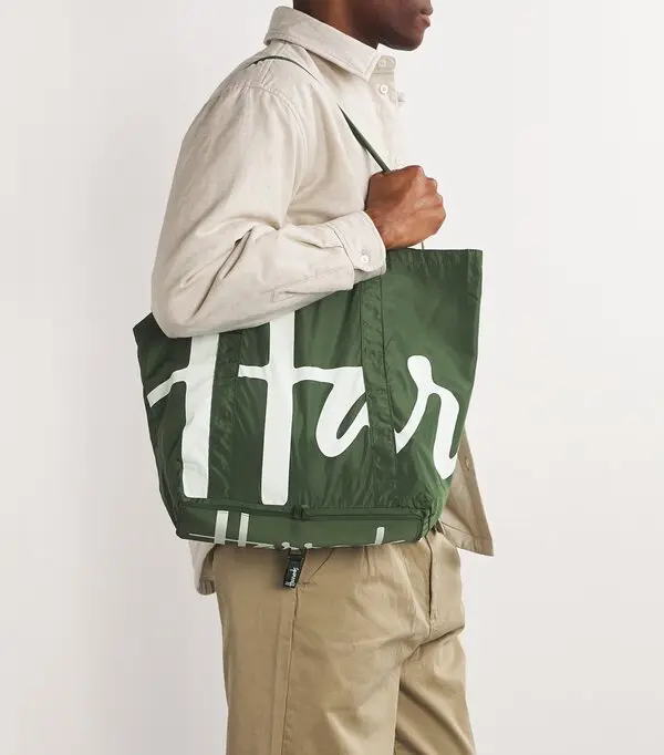 Harrods Logo Pocket Shopper Bag - Green