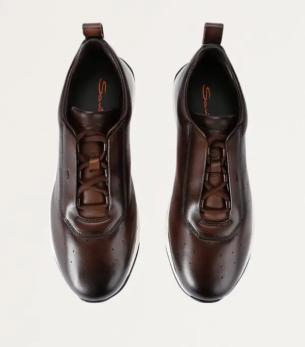 Santoni Leather Innova Sneakers - Brown