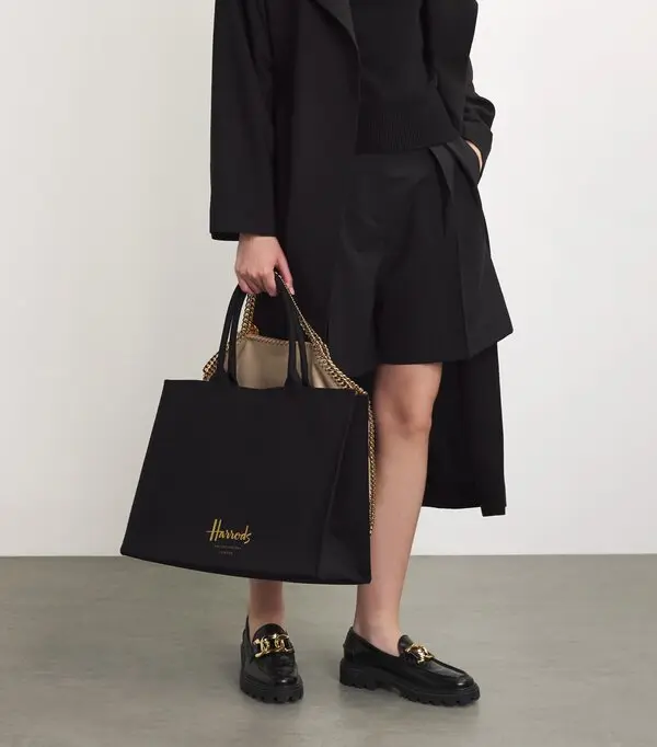 Harrods Cotton Logo Tote Bag - Black