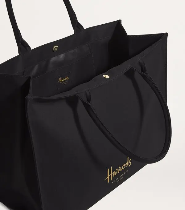 Harrods Cotton Logo Tote Bag - Black
