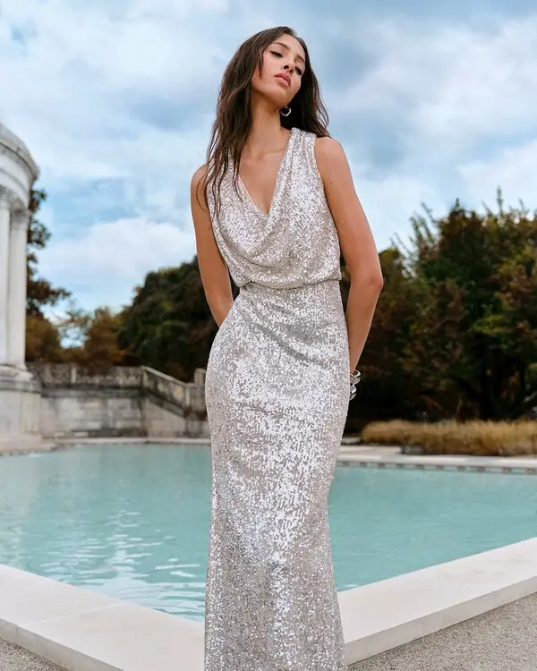 Eliza J Halter Sequin Gown