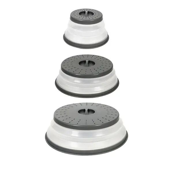 TOVOLO Collapsible Microwave Food Cover, Set Of 3 - Charcoal