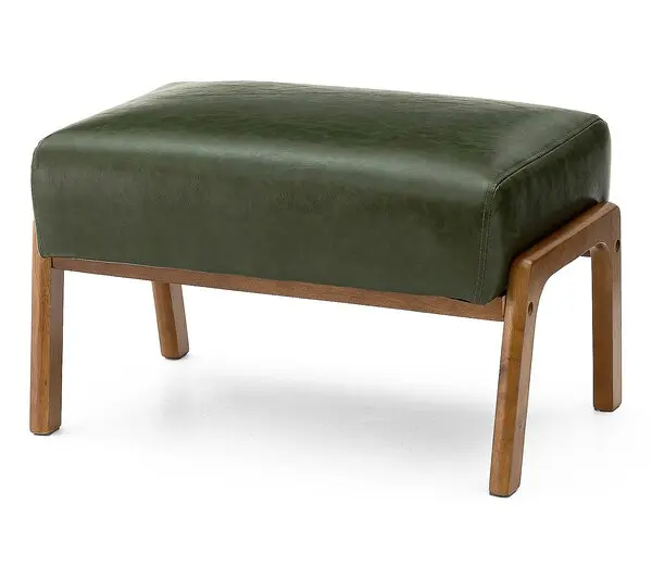 GLITZHOME Mid Century Modern Leatherette Accent Stool
