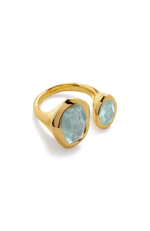 Monica Vinader Odyssey Aquamarine Open Ring - 18ct Gold Vermeil/aquamarine