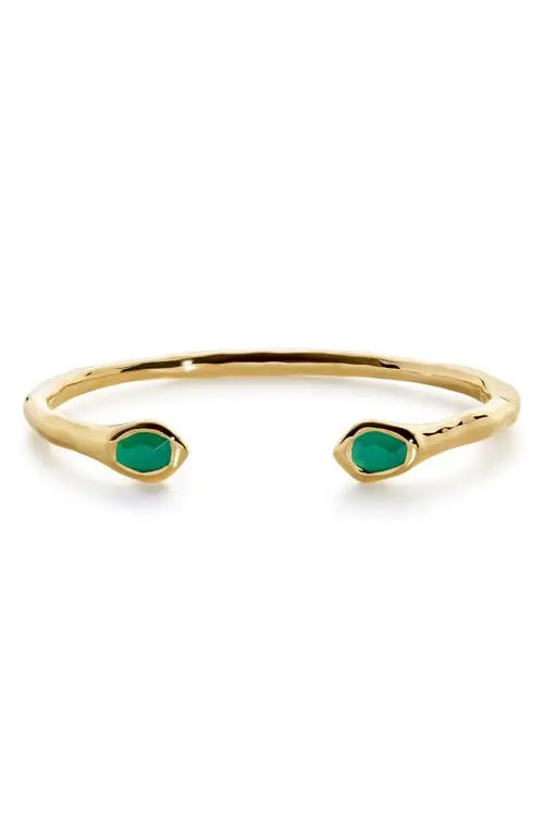 Monica Vinader Odyssey Aquamarine Cuff Bracelet - 18ct Gold Vermeil / Green Onyx