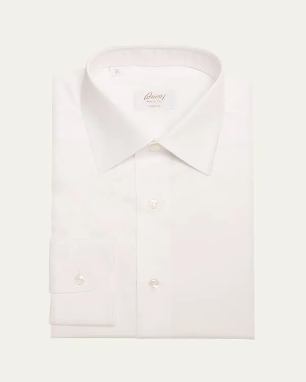 Brioni Brew Giza 45 Cotton Twill Dress Shirt - White