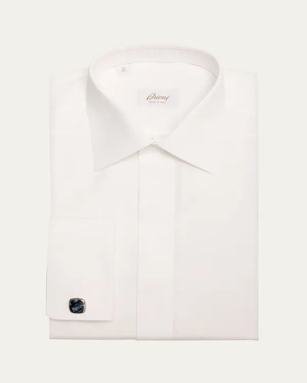 Brioni Cotton Poplin French-cuff Dress Shirt - White