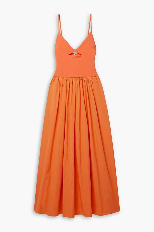 ESSE STUDIOS Cutout Stretch-knit And Cotton-poplin Maxi Dress