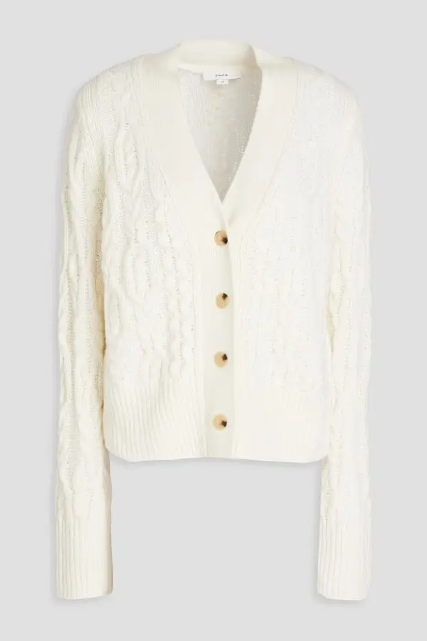 Vince Cable-knit Wool And Cashmere-blend Cardigan