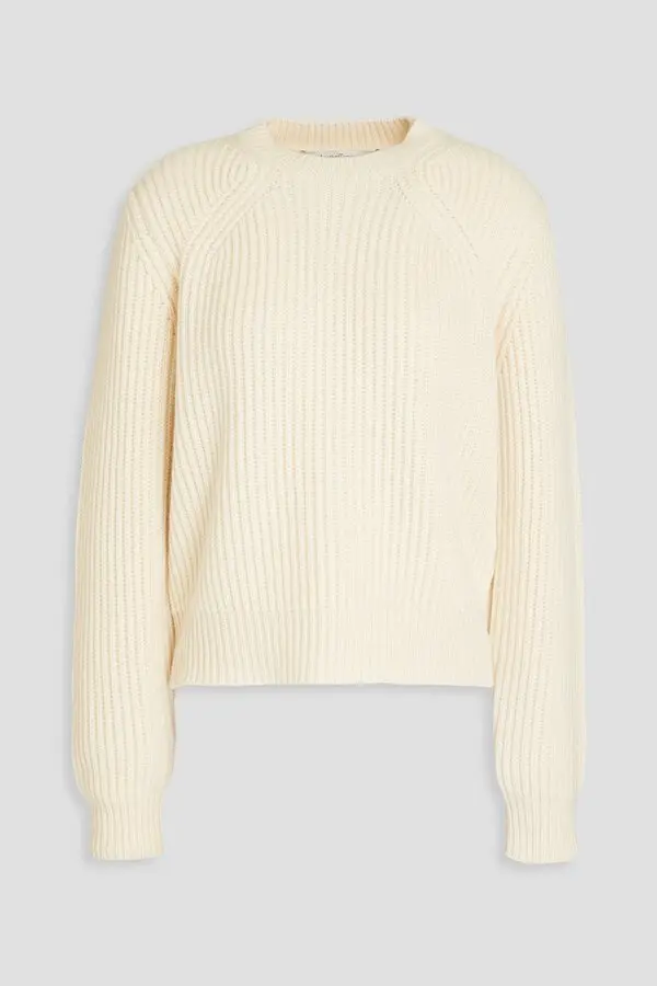 Another Tomorrow Ribbed Cashmere And Wool-blend Sweater - Ivory