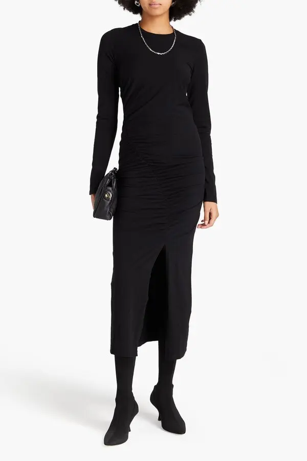Another Tomorrow Ruched Jersey Midi Dress