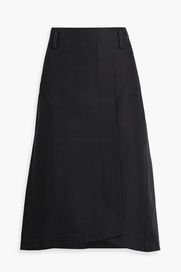 Tibi Wrap-effect Cotton Skirt - Black