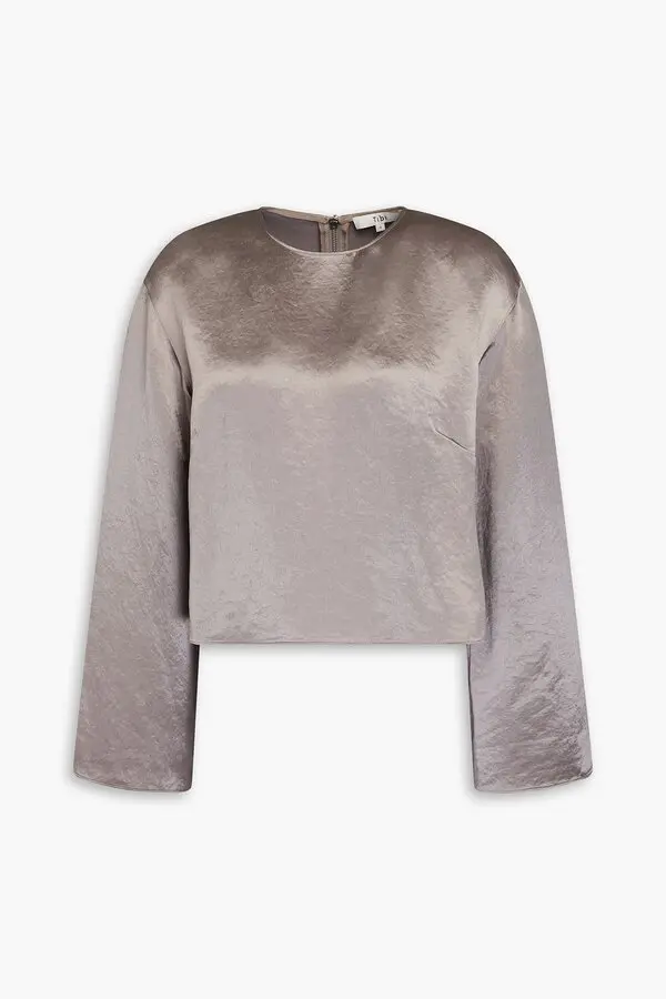 Tibi Satin-twill Top - Gray
