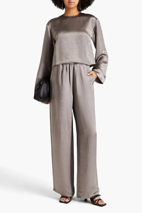 Tibi Satin-twill Top - Gray