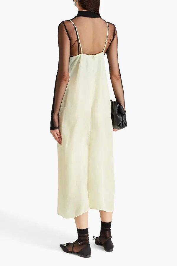 tibi yellow silk dress Chassis Hoop Strappy Dress Dijon / 12 / S126CH1660