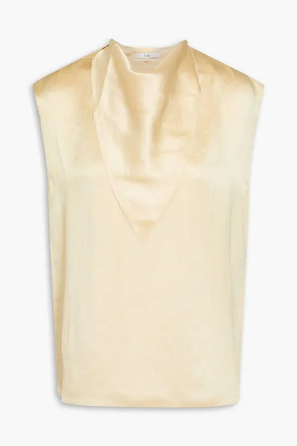 Tibi Draped Satin-crepe Top