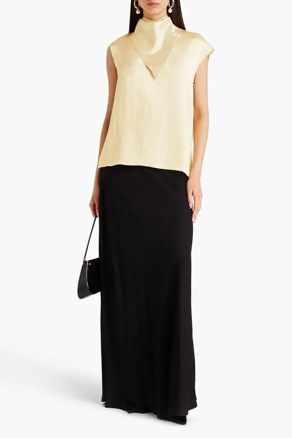 Tibi Draped Satin-crepe Top