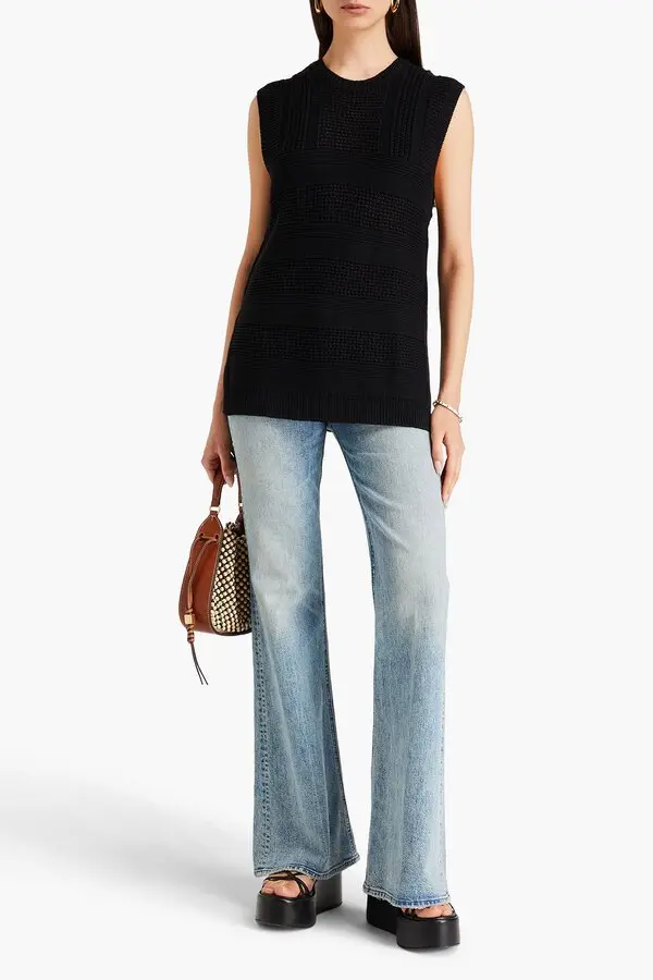 Autumn Cashmere Pointelle-knit Cotton Top