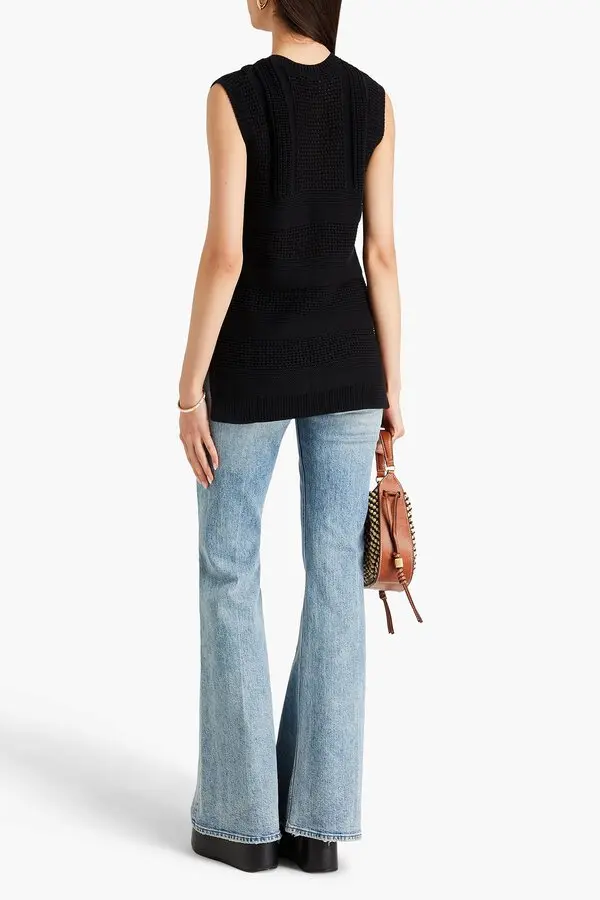 Autumn Cashmere Pointelle-knit Cotton Top