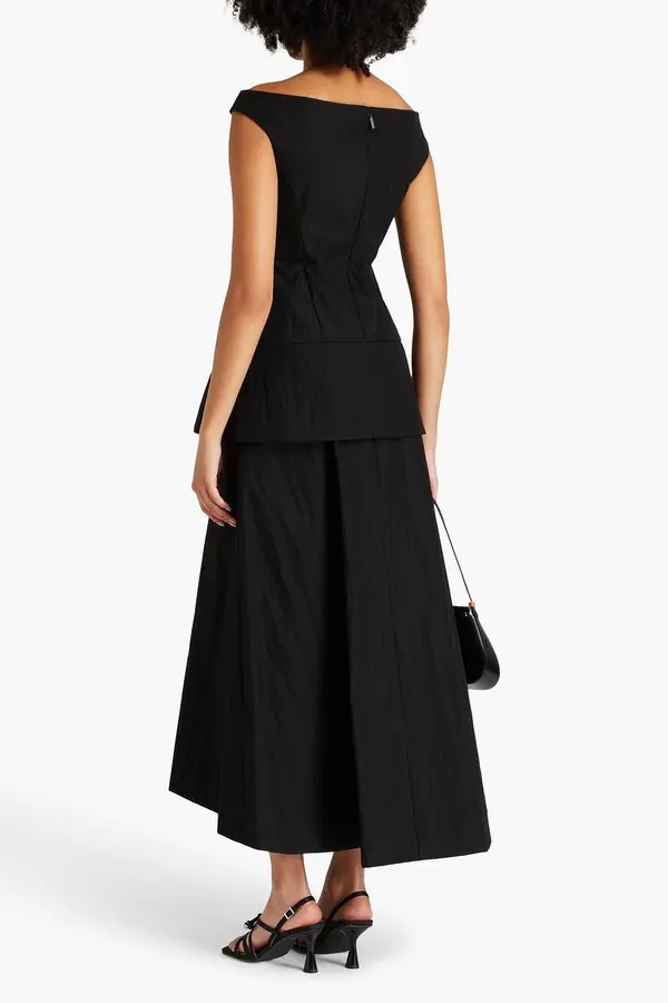Tibi Off-the-shoulder Crepe Peplum Top