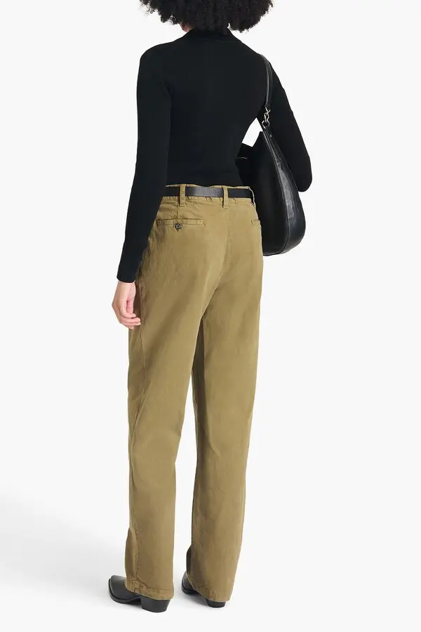 NILI LOTAN Elliot Stretch-cotton Twill Straight-leg Pants - Army Green