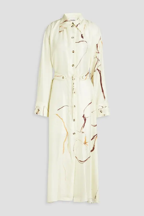 Nanushka Eluna Printed Silk-twill Midi Shirt Dress