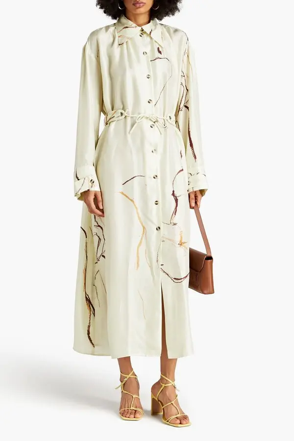 Nanushka Eluna Printed Silk-twill Midi Shirt Dress