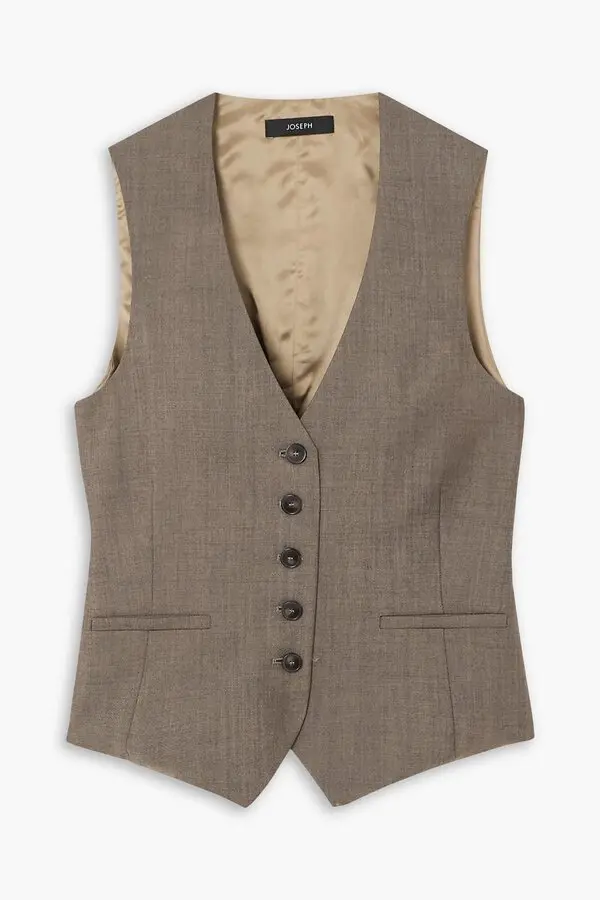 JOSEPH Kinglake Satin Paneled Wool-blend Vest