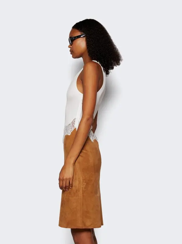 open lace back dress Off White Ribbed Tank Top