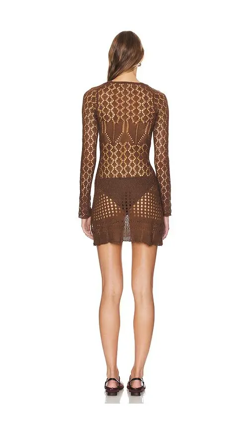 chinese dress ladies Li White Crochet Long Sleeve Mini Dress - US 2