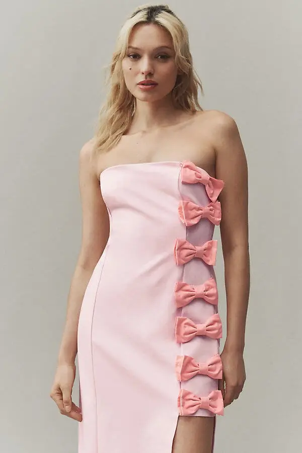 lia strapless bow midi dress Lia Strapless Bow Midi Dress