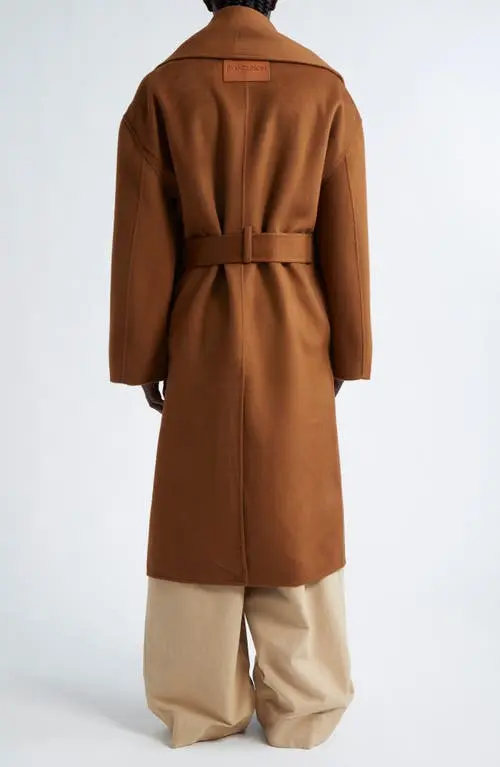 Jw Anderson Belted Oversize Wool Wrap Coat In Tobacco - 50% Off