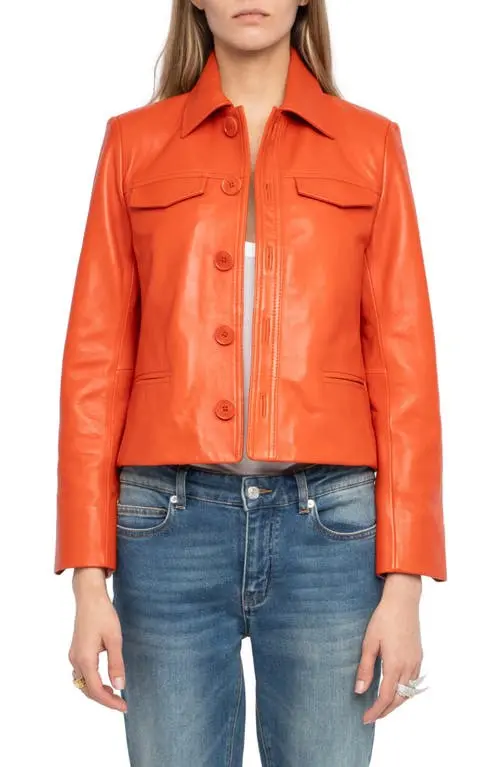 Zadig&Voltaire Liam Leather Jacket - Tangerine