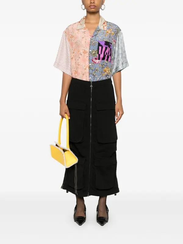 MARINE SERRE Mix-print Silk Shirt