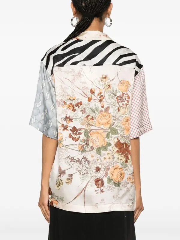 MARINE SERRE Mix-print Silk Shirt