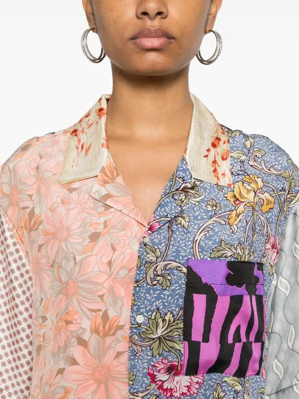 MARINE SERRE Mix-print Silk Shirt