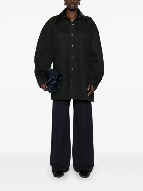 Nanushka Detachable-collar Denim Jacket - Grey