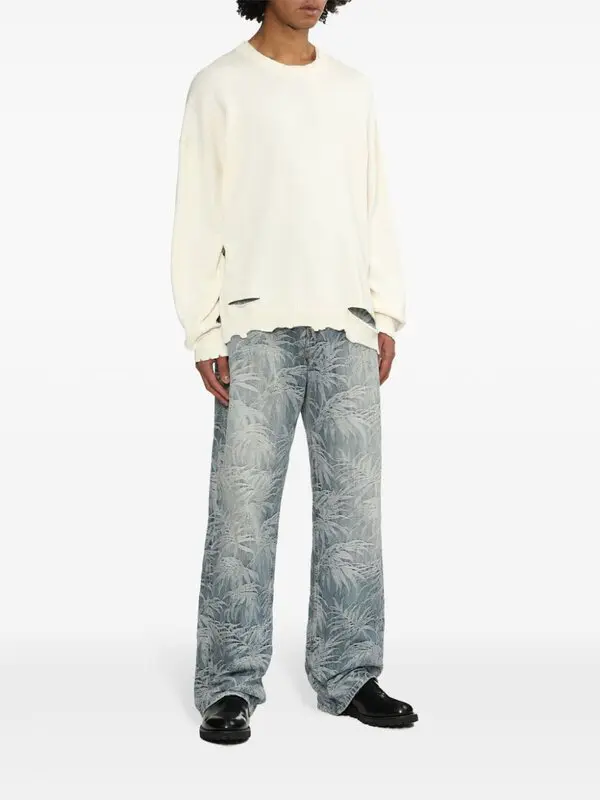 Helmut Lang Distressed Ribbed Knit Jumper