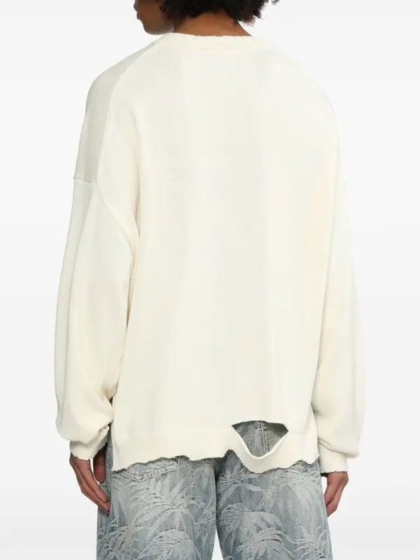 Helmut Lang Distressed Ribbed Knit Jumper