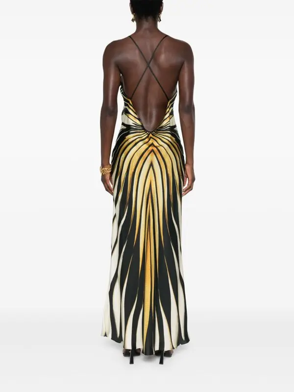 Roberto Cavalli Abstract-print Slip Dress - Black