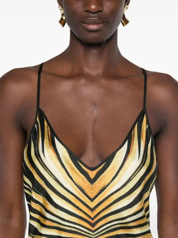 Roberto Cavalli Abstract-print Slip Dress - Black