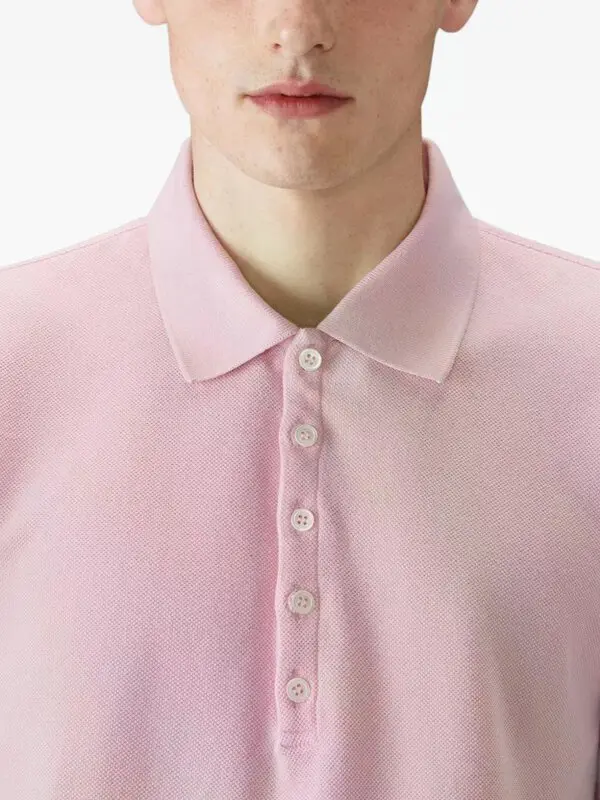 Thom Browne Cotton Pique 4-bar Long Sleeve Polo - Pink