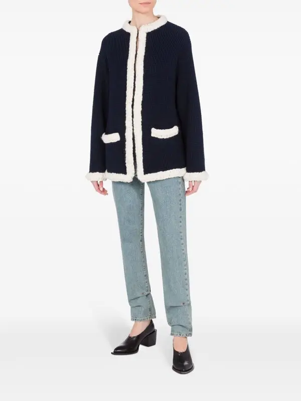Moschino Waffle Knit Virgin Wool Cardigan