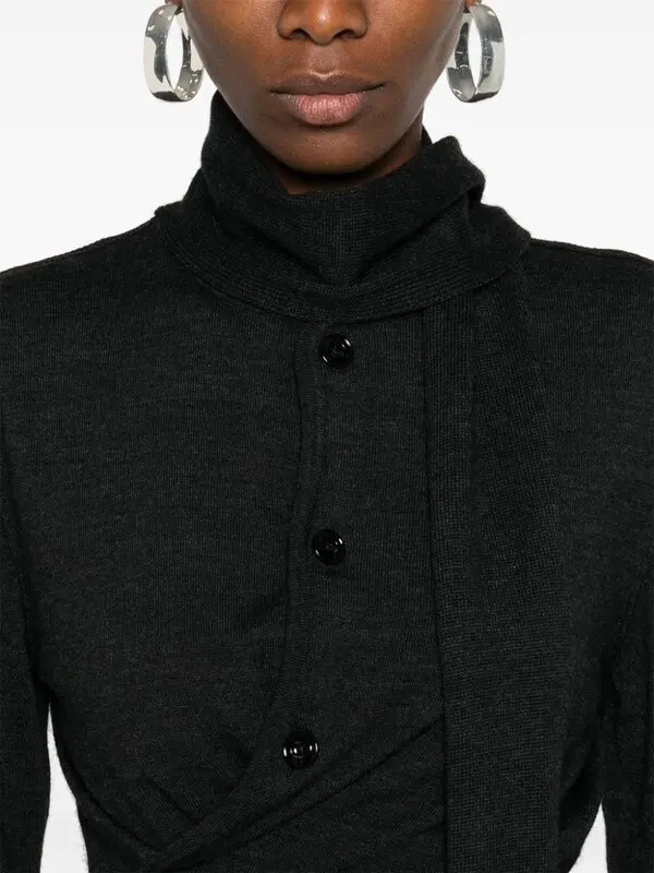 LEMAIRE Scarf-detail Cardigan - Grey