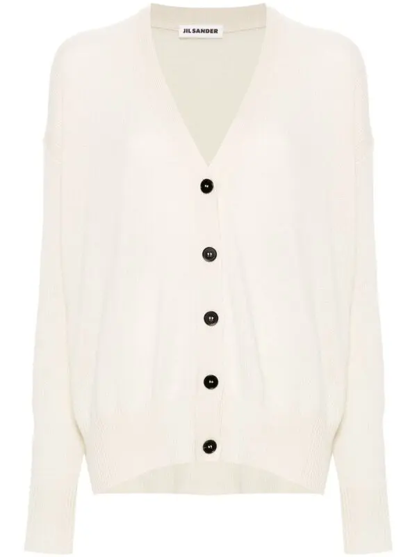 JIL SANDER Cashmere Drop-shoulder Cardigan - White